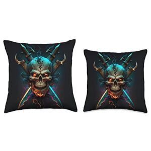 Fantasy Warrior Skullz ThunderStrike Throw Pillow, 16x16, Multicolor