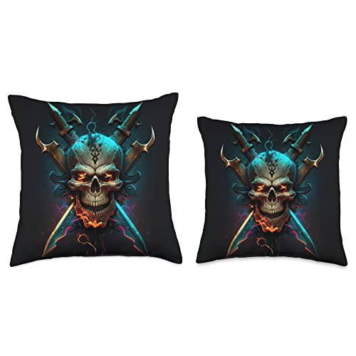 Fantasy Warrior Skullz ThunderStrike Throw Pillow, 16x16, Multicolor