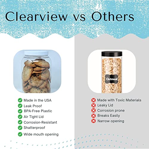 CLEARVIEW CONTAINERS | Airtight Pantry Containers for Arts & Crafts, Peanut Butter, Honey, Jams Flour, Sugar, DIY Slime, Coffee (128 Ounce Jar, 2 Pack)