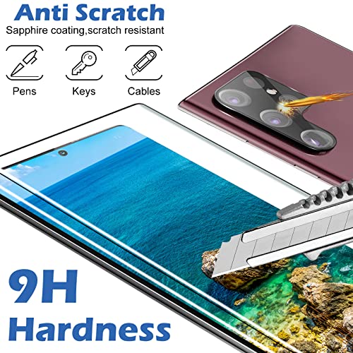 Coliary [2+2 Pack] Galaxy S22 Ultra Screen Protector, 9H Tempered Glass, Ultrasonic Fingerprint Support, 3D Curved, HD Clear Scratch Resistant for Samsung Galaxy S22 Ultra 5G Glass Screen Protector