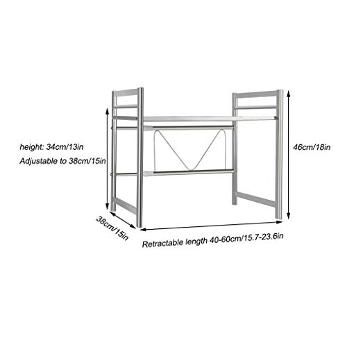 Kitchen Storage Rack 304 Stainless Steel Microwave Oven Shelf Kitchen Oven Shelf Single Layer with Retractable Length Storage Shelves