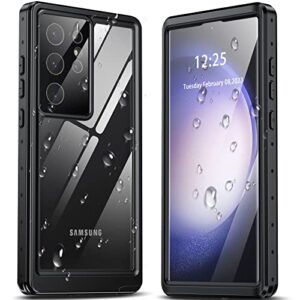 goldju for samsung galaxy s23 ultra case, waterproof case with [built-in screen protector], [12ft military fully body shockproof] [dustproof] phone case for galaxy s23 ultra 5g 6.8'' 2023 black