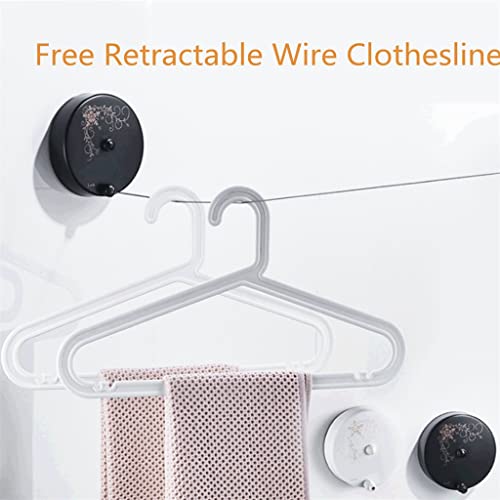 N/A Clothesline Retractable Black/White Stainless Steel 5 M Steel Wire Single Row Laundry Hanger Clothes Drying Rope ( Color : OneColor , Size : 1 )