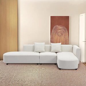 KEVINSPACE 110.2'' Sofa Modern Style Living Room Luxury Couch Upholstery Curved Ottoman 4-Seat Sofa Right Hand Facing Chenille Couch for Bedroom, Office, Apartment, Beige