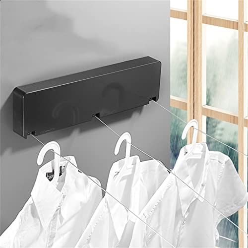 N/A Retractable Clothesline Household 6M Steel Wire Three Row Invisible Wall Hanger Indoor Retractable Clothesline ( Color : E , Size : 1 )