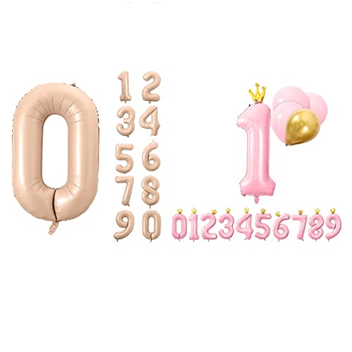 MJartoria Bundle 40 Inch Number Balloons with Crown with Birthday Party Hats 0-9 Big Size Happy Birthday Balloon Foil Digital Balloon for Birthday Party Wedding Anniversary Baby Shower Decorations