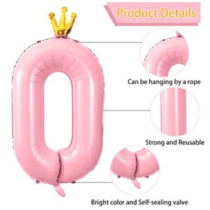 MJartoria Bundle 40 Inch Number Balloons with Crown with Birthday Party Hats 0-9 Big Size Happy Birthday Balloon Foil Digital Balloon for Birthday Party Wedding Anniversary Baby Shower Decorations