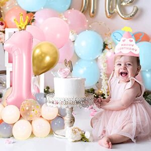 MJartoria Bundle 40 Inch Number Balloons with Crown with Birthday Party Hats 0-9 Big Size Happy Birthday Balloon Foil Digital Balloon for Birthday Party Wedding Anniversary Baby Shower Decorations