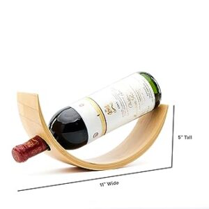 Ohbee Kitchen Wine Bottle Rack - Bamboo Single Bottle Self Balancing Holder Elevate Your Space with The Organic Bamboo Wine Holder