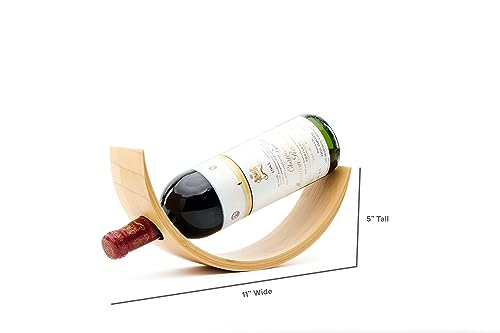 Ohbee Kitchen Wine Bottle Rack - Bamboo Single Bottle Self Balancing Holder Elevate Your Space with The Organic Bamboo Wine Holder