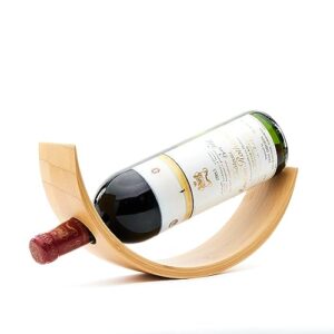 ohbee kitchen wine bottle rack - bamboo single bottle self balancing holder elevate your space with the organic bamboo wine holder