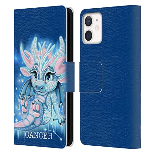 Head Case Designs Officially Licensed Sheena Pike Cancer Lil Dragonz Zodiac Dragons Leather Book Wallet Case Cover Compatible with Apple iPhone 12 Mini