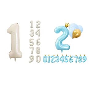 mjartoria bundle 40 inch number balloons with crown with birthday party hats 0-9 big size happy birthday balloon foil digital balloon for birthday party wedding anniversary baby shower decorations