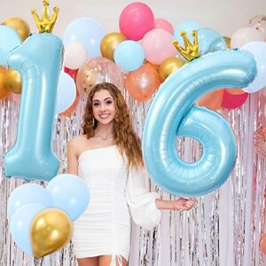 MJartoria Bundle 40 Inch Number Balloons with Crown with Birthday Party Hats 0-9 Big Size Happy Birthday Balloon Foil Digital Balloon for Birthday Party Wedding Anniversary Baby Shower Decorations