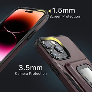 MyBat Pro Stealth Series for iPhone 14 Pro (6.1) MagKick Case (with Stand),Support Wireless Charging,Military-Grade Drop Protection Armor Kickstand Phone Case Hybrid Protector Covers (Plum)