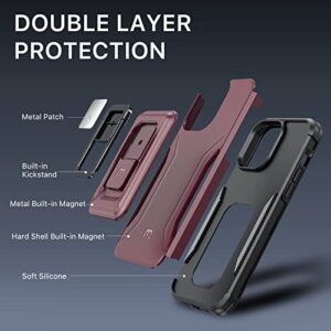 MyBat Pro Stealth Series for iPhone 14 Pro (6.1) MagKick Case (with Stand),Support Wireless Charging,Military-Grade Drop Protection Armor Kickstand Phone Case Hybrid Protector Covers (Plum)