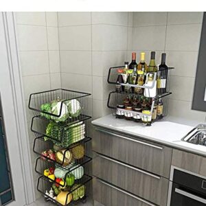 PEPDRO 2 Tier Vegetable Fruit Rack Kitchen Table Board Storage Basket Multifunctional Storage Rack Shelf