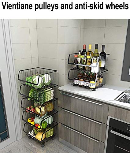 PEPDRO 2 Tier Vegetable Fruit Rack Kitchen Table Board Storage Basket Multifunctional Storage Rack Shelf