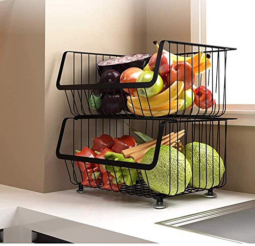 PEPDRO 2 Tier Vegetable Fruit Rack Kitchen Table Board Storage Basket Multifunctional Storage Rack Shelf