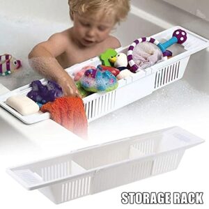 ZLXDP Bathtub Caddy Tray Bathtub Basket Shelf Rack Bath Toys Organizer Retractable Storage Rack