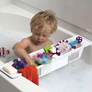 ZLXDP Bathtub Caddy Tray Bathtub Basket Shelf Rack Bath Toys Organizer Retractable Storage Rack