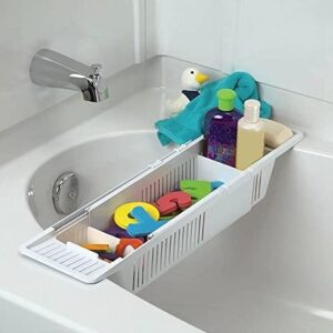 ZLXDP Bathtub Caddy Tray Bathtub Basket Shelf Rack Bath Toys Organizer Retractable Storage Rack