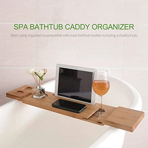 ZLXDP Bathtub Tray Spa Bathtub Caddy Organizer Rack Book Wine Tablet Holder Bottom Bath Tub Tray Bridge Shelf