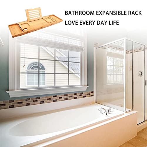 ZLXDP Bathtub Serving Tray Bath Bridge Useful Storage Rack Shelf Telescopic Tablet Holder for Bathroom Home