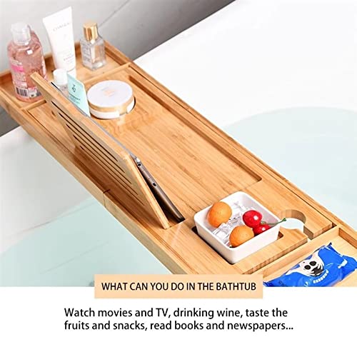 ZLXDP Bathtub Serving Tray Bath Bridge Useful Storage Rack Shelf Telescopic Tablet Holder for Bathroom Home