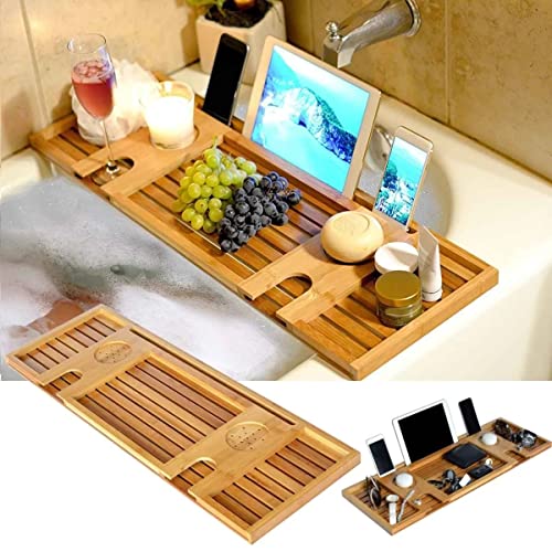 ZLXDP Handmade Bath Tray Bathroom Shelves Apply for Pad/Book/Tablet Home Bathrooms Accessories Bathtub Rack Stand