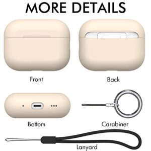 NIUTRENDZ AirPods Pro 2 Case Cover 2022 Slim Silicone Shock-Absorbing Protective Case with Lanyard [Front LED Visible] (Beige)