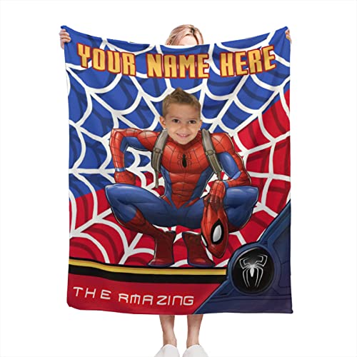 BAVIRWX Superhero Custom Blanket Customized Throw Blankets with Pictures Personalized Flannel Blanket with Photo for Baby 60x80 Inch