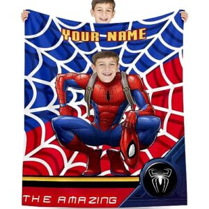 BAVIRWX Superhero Custom Blanket Customized Throw Blankets with Pictures Personalized Flannel Blanket with Photo for Baby 60x80 Inch