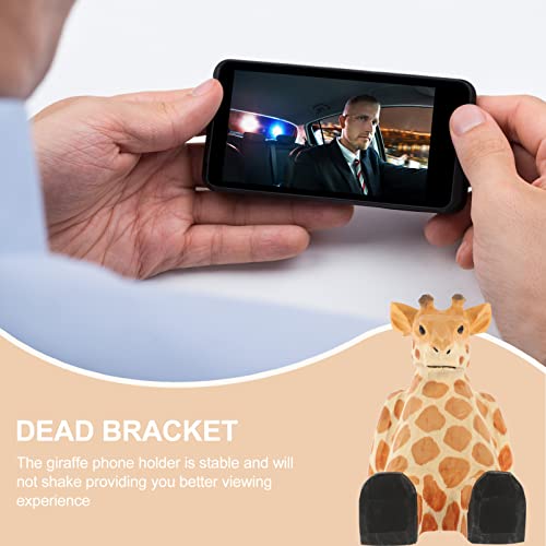 Beavorty Cellphone Holder Stand Giraffe Shaped Wooden Smartphone Desk Holder for All Mobile Phones Animal Phone Stand Desk Ornament