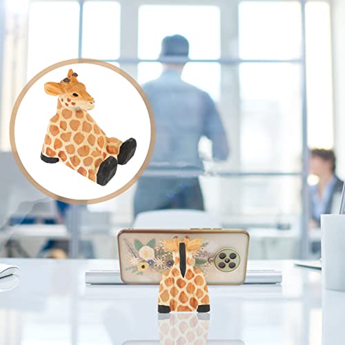 Beavorty Cellphone Holder Stand Giraffe Shaped Wooden Smartphone Desk Holder for All Mobile Phones Animal Phone Stand Desk Ornament