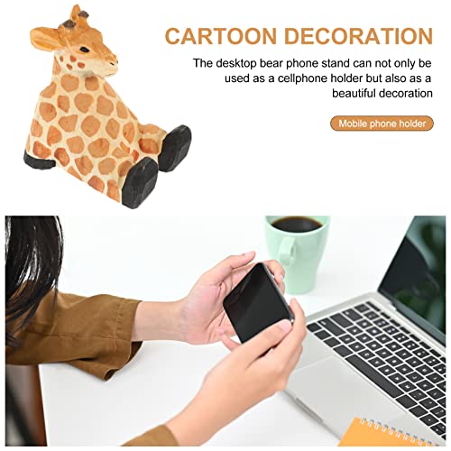 Beavorty Cellphone Holder Stand Giraffe Shaped Wooden Smartphone Desk Holder for All Mobile Phones Animal Phone Stand Desk Ornament