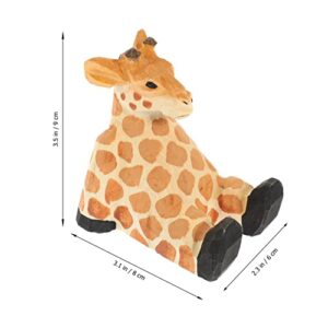 Beavorty Cellphone Holder Stand Giraffe Shaped Wooden Smartphone Desk Holder for All Mobile Phones Animal Phone Stand Desk Ornament