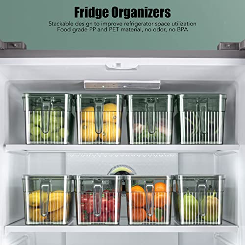 Tnfeeon Refrigerator Organizers Bins, Date Recording Fridge Organizers with Draining Board for Home for Vegetables