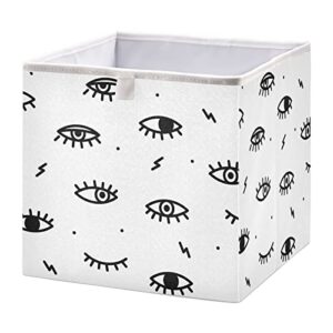 cataku geometric eyes storage bins 11 inch fabric storage baskets for shelves foldable storage baskets for organizing decorative large closet organizers cubes