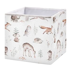 cataku woodland animals storage bins 11 inch fabric storage baskets for shelves foldable storage baskets for organizing decorative large closet organizers cubes