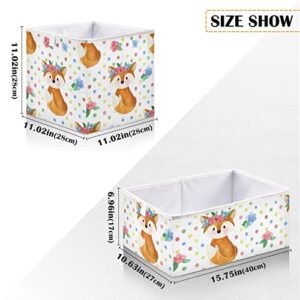 CaTaKu Polka Dot Cute Fox Storage Baskets Large Rectangular Storage Bins Baskets for Organizing Fabric Collapsible Storage Organizer for Shelves