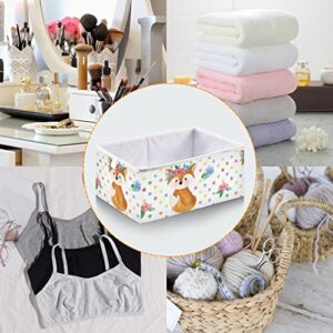 CaTaKu Polka Dot Cute Fox Storage Baskets Large Rectangular Storage Bins Baskets for Organizing Fabric Collapsible Storage Organizer for Shelves