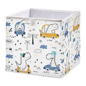 cataku dinosaur cartoon car storage bins 11 inch fabric storage baskets for shelves foldable storage baskets for organizing decorative large closet organizers cubes