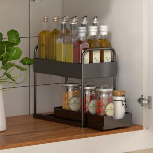 Pulling type seasoning shelf Desktop storage rack (White)