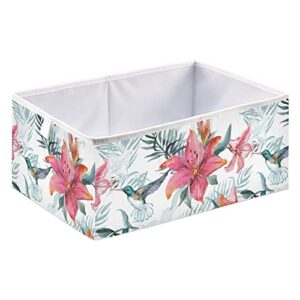 cataku lily tropical bird cube storage bins for organization, rectangular fabric storage cubes storage bins for cube organizer foldable storage baskets for shelves living room