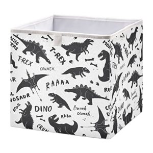 cataku cute dinosaurs black storage bins 11 inch fabric storage baskets for shelves foldable storage baskets for organizing decorative large closet organizers cubes