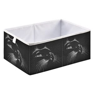 cataku black cat cute cube storage bins for organization, rectangular fabric storage cubes storage bins for cube organizer foldable storage baskets for shelves living room