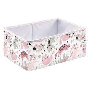 cataku cute girl cats cube storage bins for organization, rectangular fabric storage cubes storage bins for cube organizer foldable storage baskets for shelves living room