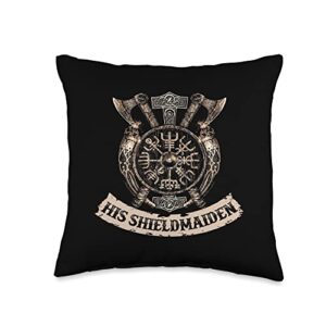 her viking his shieldmaiden couple tee her viking his shieldmaiden couple throw pillow, 16x16, multicolor