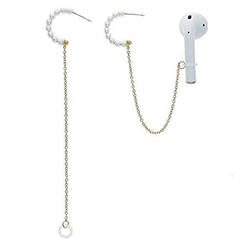 Pearl Hook Ear Stud Airpod Earrings Anti Lost Earring Strap for Airpods (Need Ear Hole) Anti Lost Strap for Airpods Pro, Wireless Earphone Holder Strap Compatible for Airpods 1&2&3/Pro